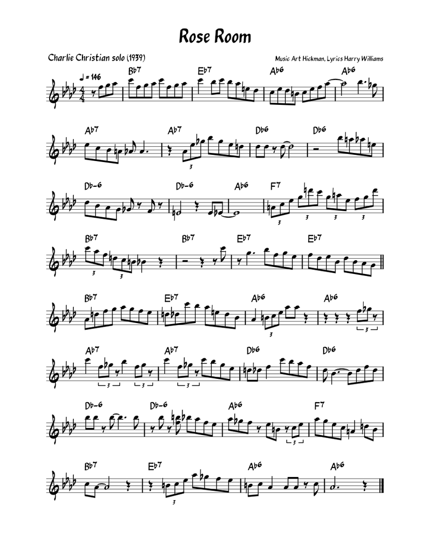 Rose Room – Art Hickman rose room Sheet Music with Chords for Piano ...