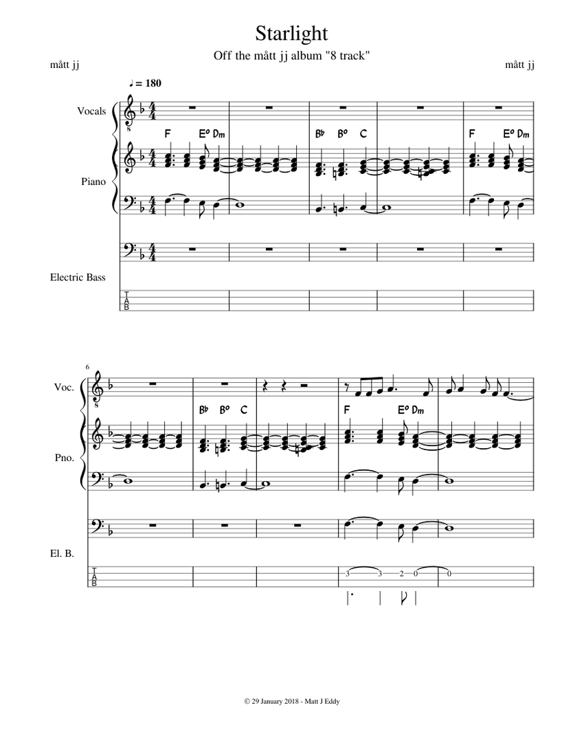 Starlight Sheet music for Piano, Bass guitar (Rock band) | Musescore.com