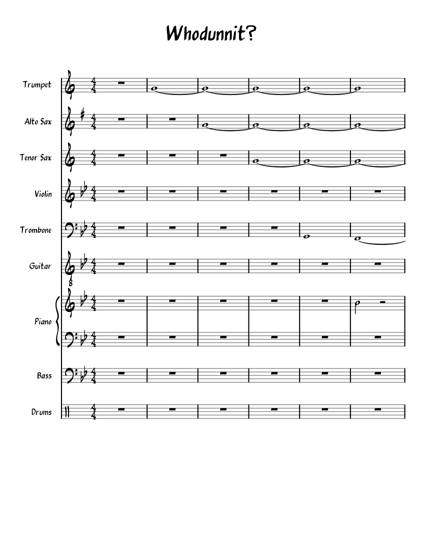 Whodunnit ?_ Sheet music for Piano, Trombone, Saxophone alto, Saxophone ...