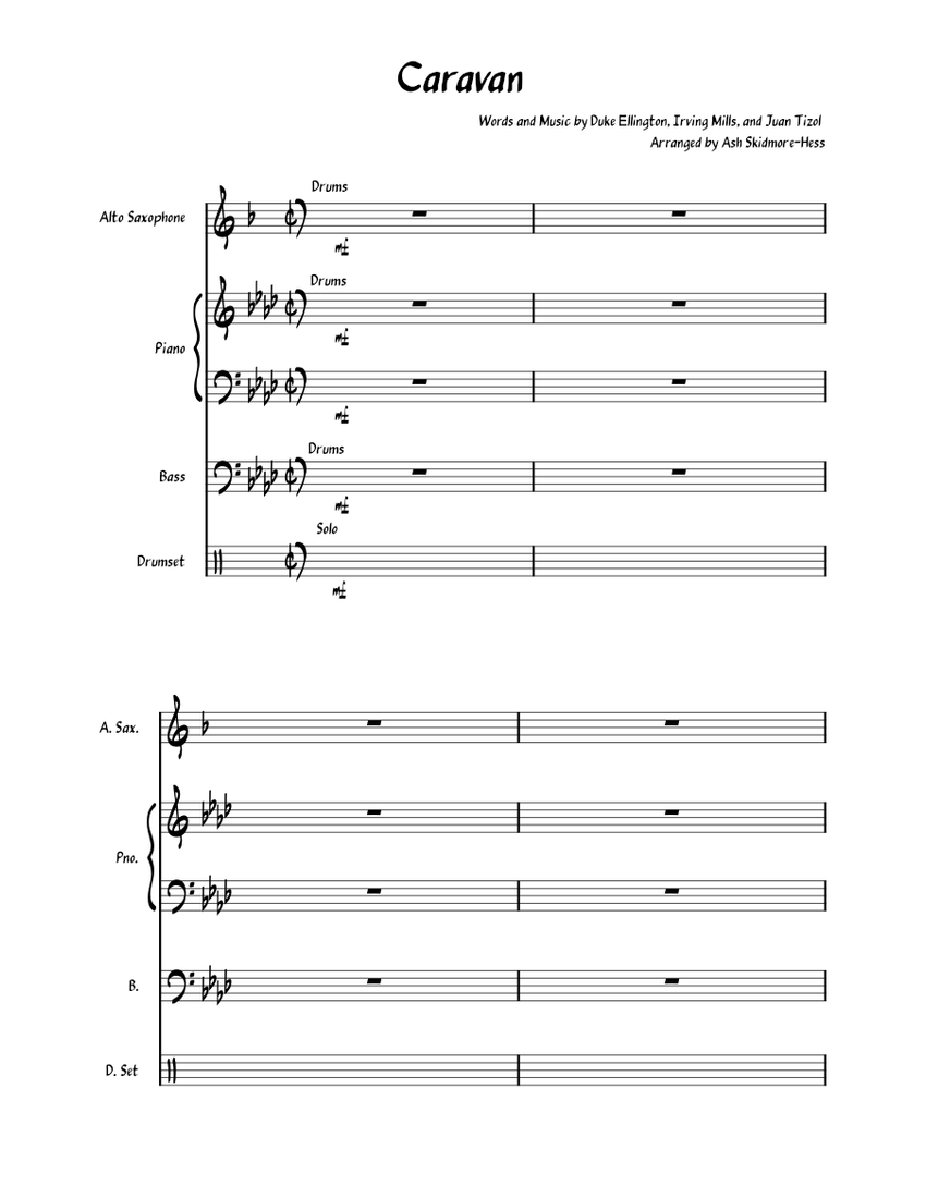 Caravan – Duke Ellington Caravan for Jazz Quartet Sheet Music for Piano ...