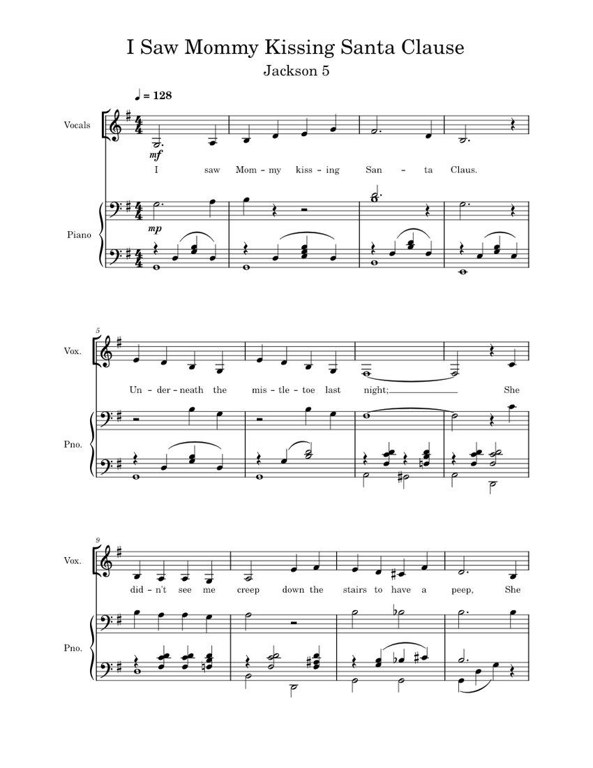 I Saw Mommy Kissing Santa Claus – The Jackson 5 Sheet music for Piano ...