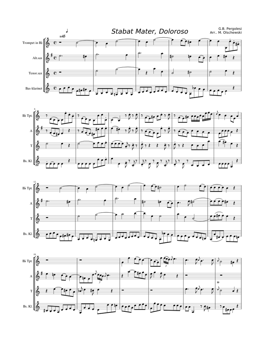 Stabat_Mater_Dolorosa Sheet Music for Clarinet bass, Saxophone alto ...