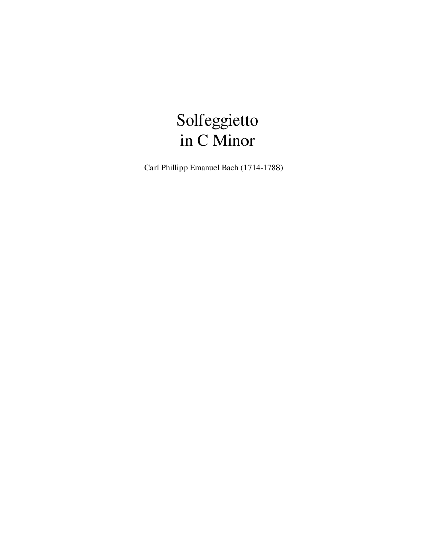 Solfeggietto C.P.E. Bach Sheet music for Piano (Solo) | Musescore.com
