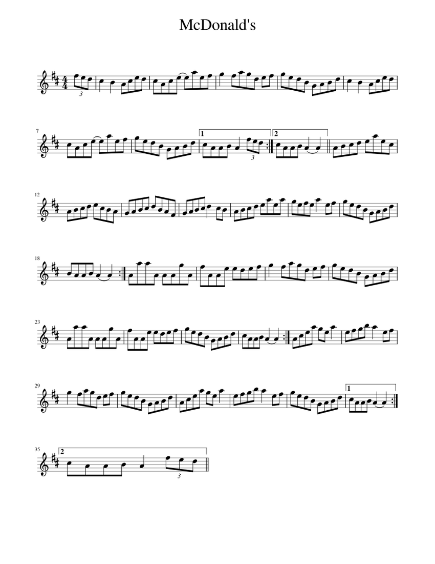 McDonald's Sheet Music for Piano (Solo) Easy | MuseScore.com