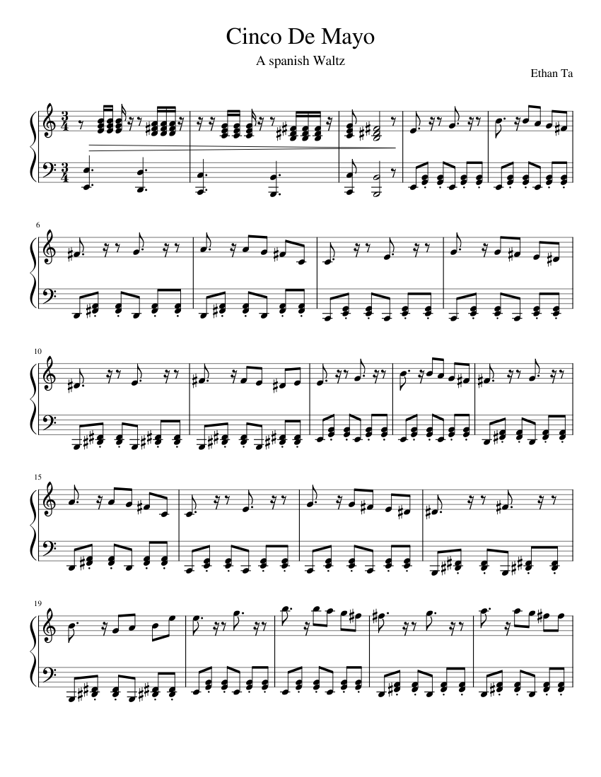 Cinco De Mayo Sheet Music for Piano (Solo) Easy | MuseScore.com