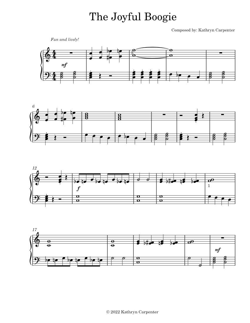 Joyful Boogie - piano tutorial