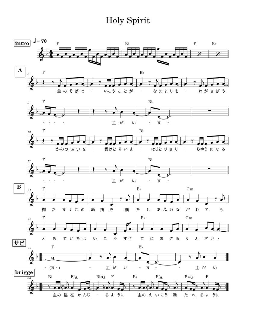Holy spirit Sheet Music with Chords for Piano (Solo) easy | MuseScore.com
