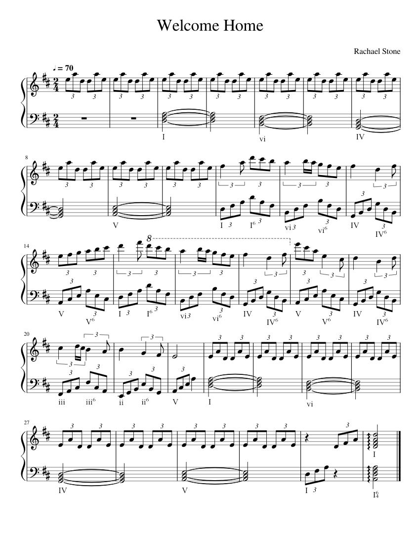 Welcome Home Sheet music for Piano (Solo) Easy | Musescore.com