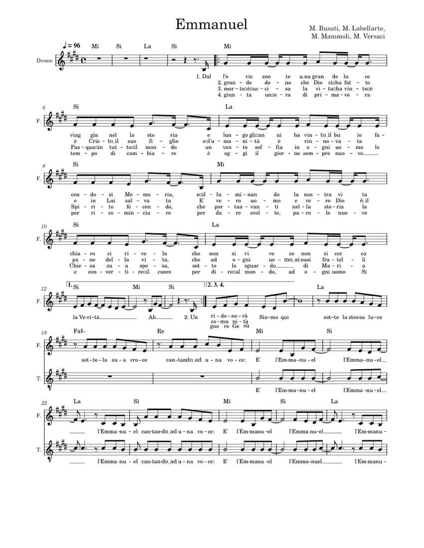Emmanuel Sheet music for Tenor, Female (Choral) | Musescore.com
