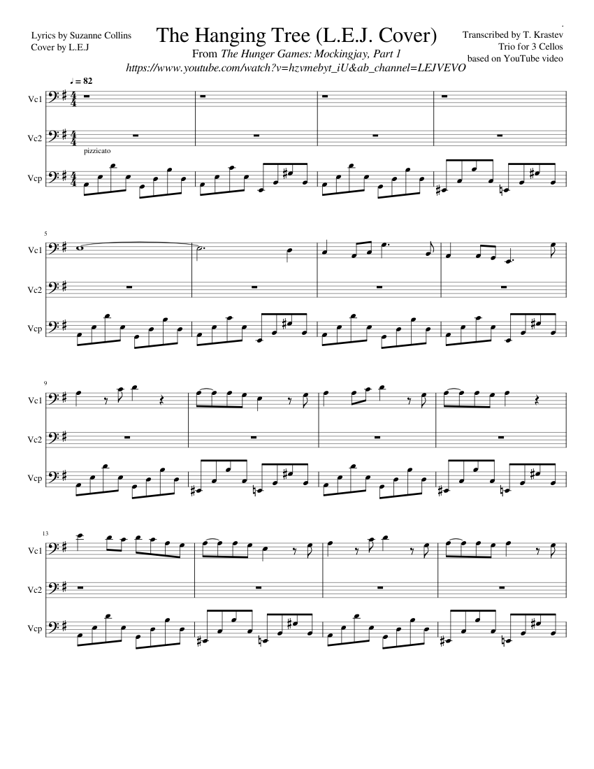 LEJ - The Hanging Tree - Cello trio Sheet Music for Cello (String Trio ...
