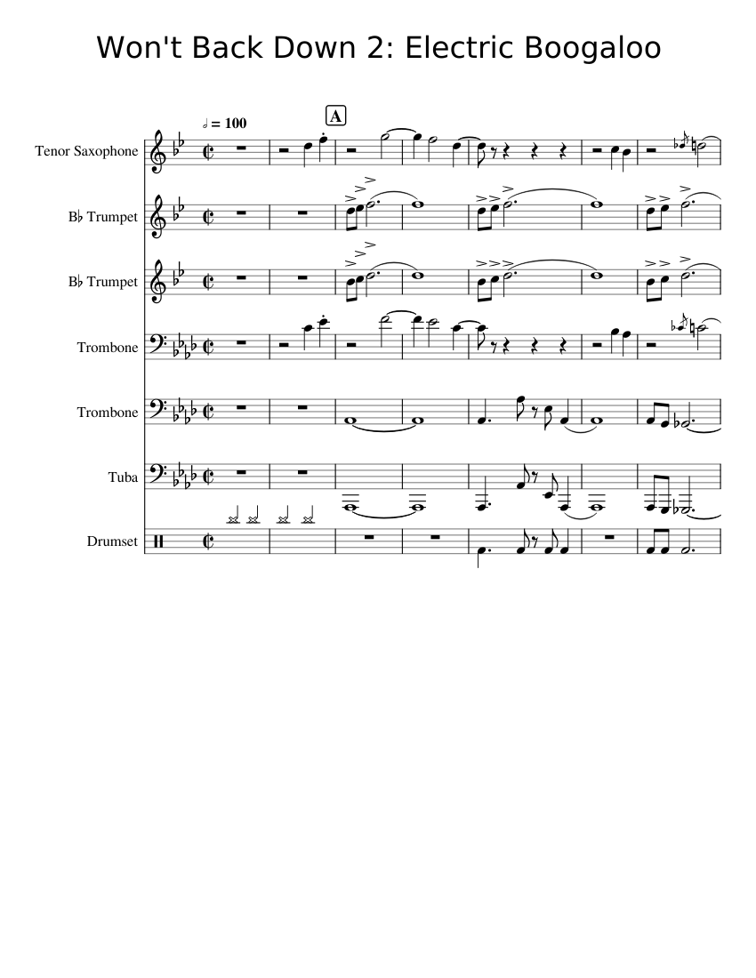 Won't Back Down 2: Electric Boogaloo Sheet music for Trombone, Tuba ...