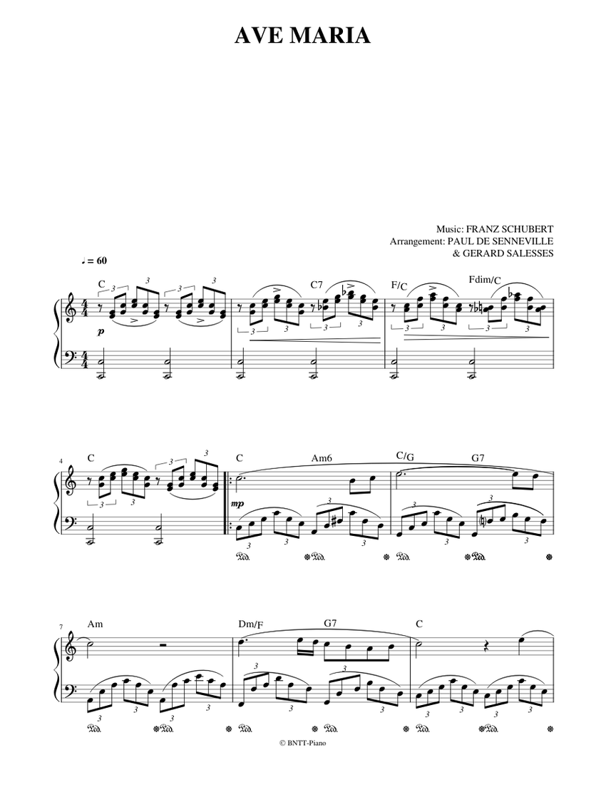 AVE MARIA Sheet Music with Chords for Piano (Solo) | MuseScore.com