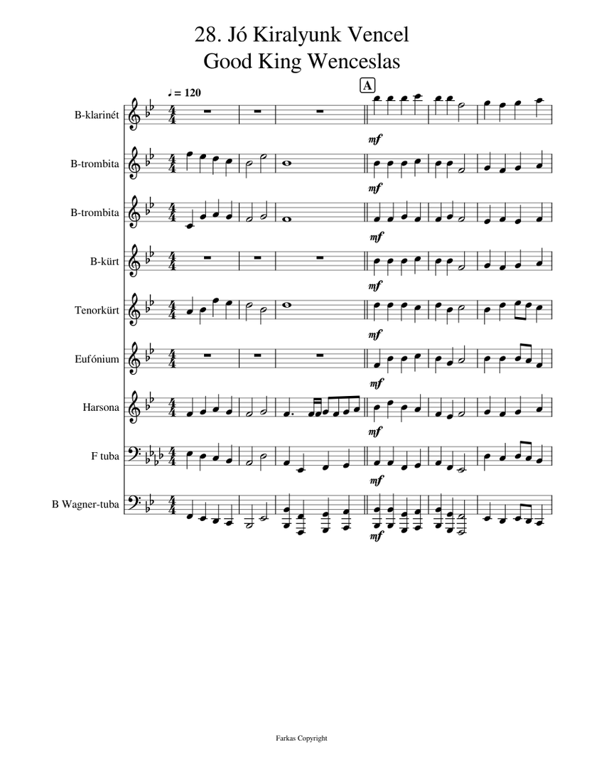 Good King Wenceslas Sheet Music for Trombone, Euphonium, Tuba, Clarinet ...