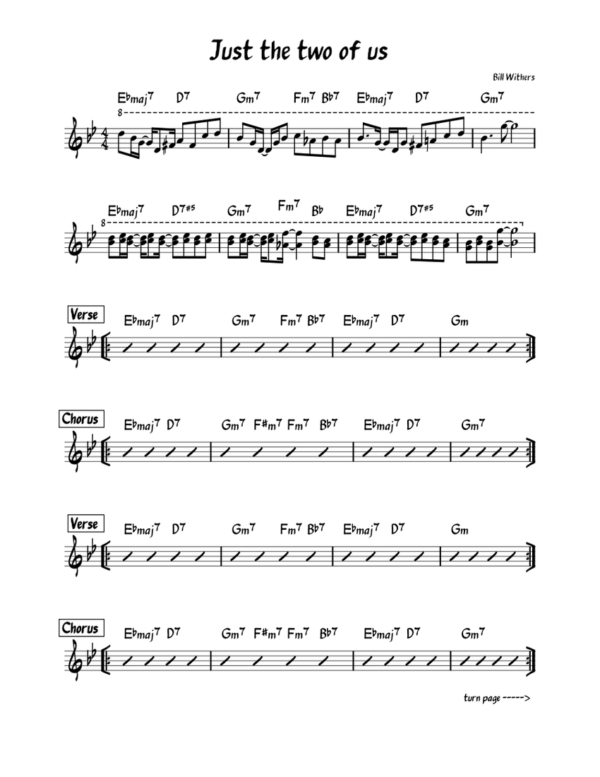 Just the Two of Us – Grover Washington Jr. and Bill Withers Sheet music ...