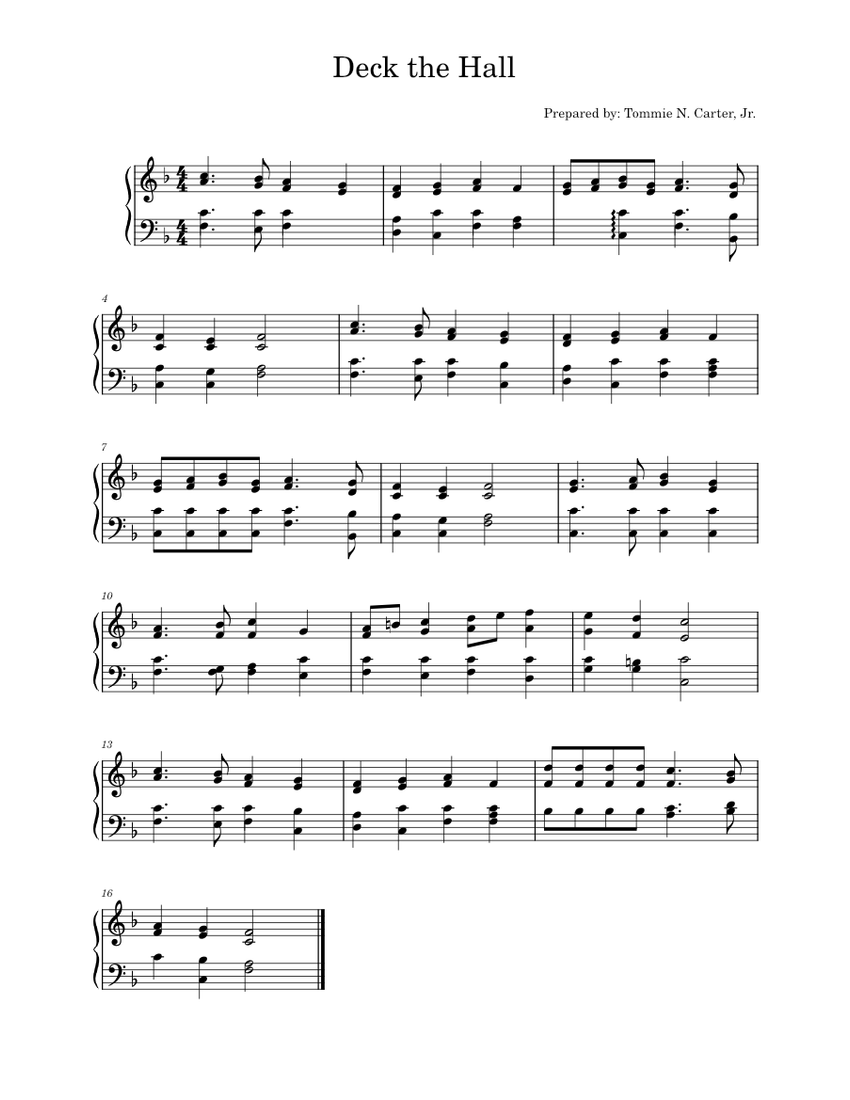 Deck_the_Hall Sheet music for Piano (Solo) Easy | Musescore.com