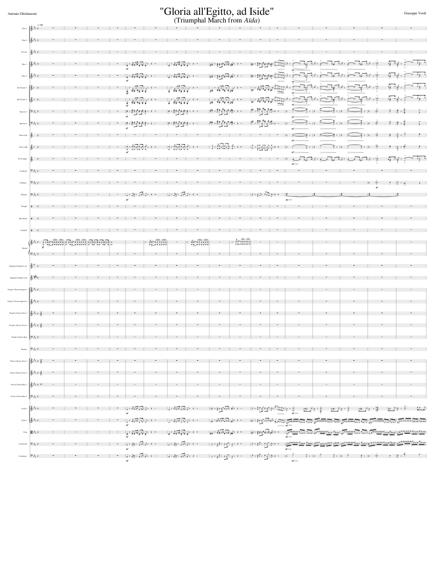 "Gloria all'Egitto, ad Iside" (Triumphal March from Aïda) Sheet Music ...