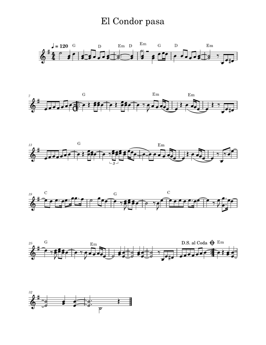 El condor pasa – Misc Traditional El Condor pasa G-Dur Sheet music for ...