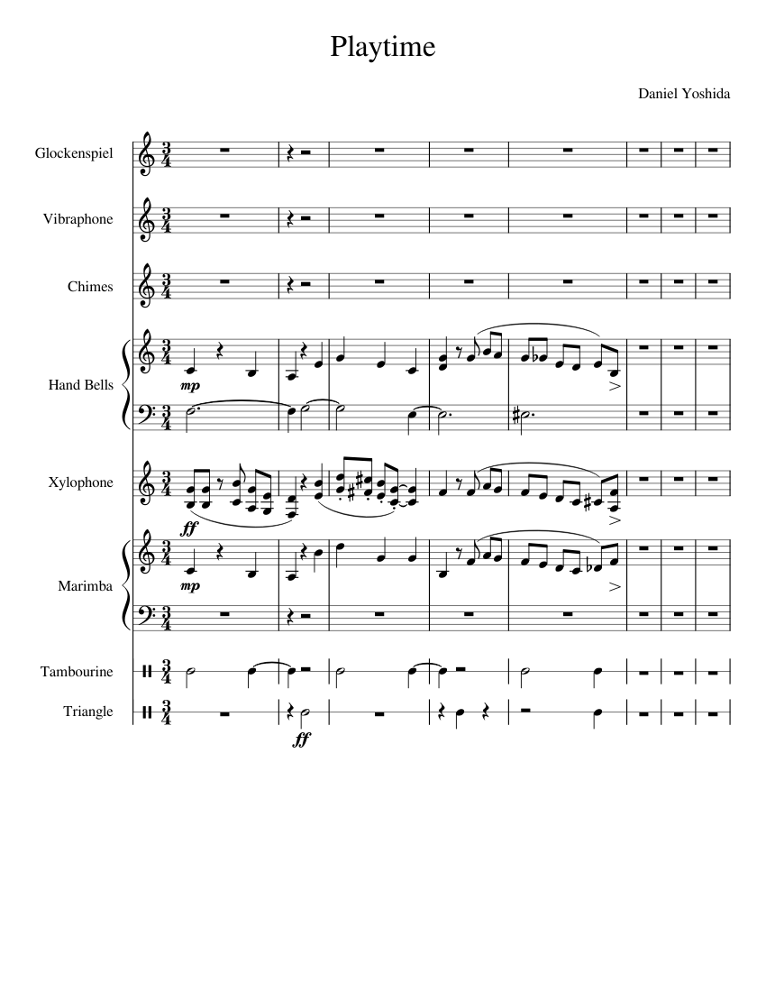 Playtime Sheet music for Tambourine, Vibraphone, Glockenspiel, Marimba ...