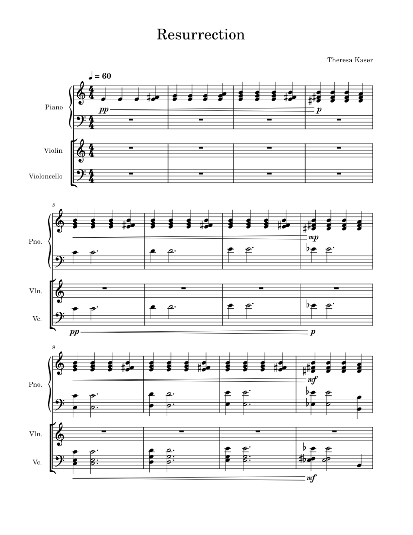 Resurrection Sheet music for Piano, Violin, Cello (Mixed Ensemble ...