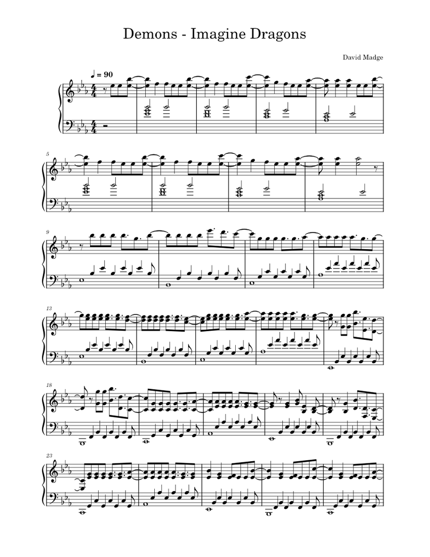 Demons - Imagine Dragons Sheet music for Piano (Solo) | Musescore.com
