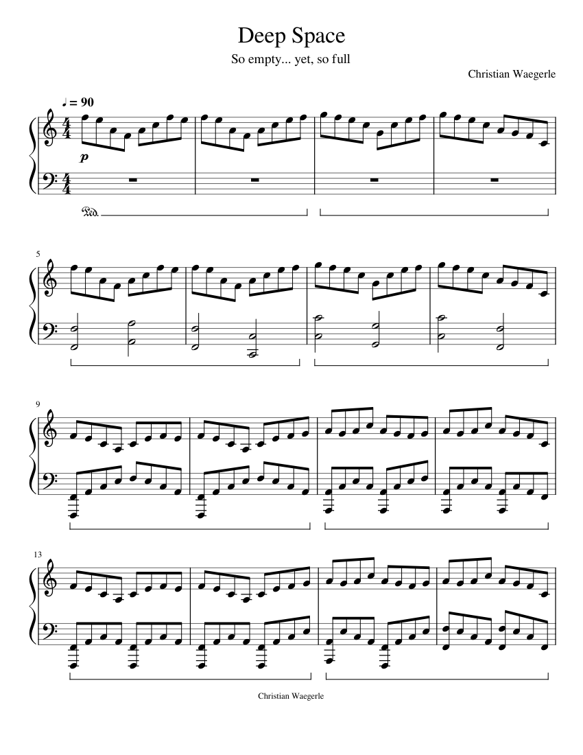 Deep Space - Original Composition Sheet Music for Piano (Solo ...
