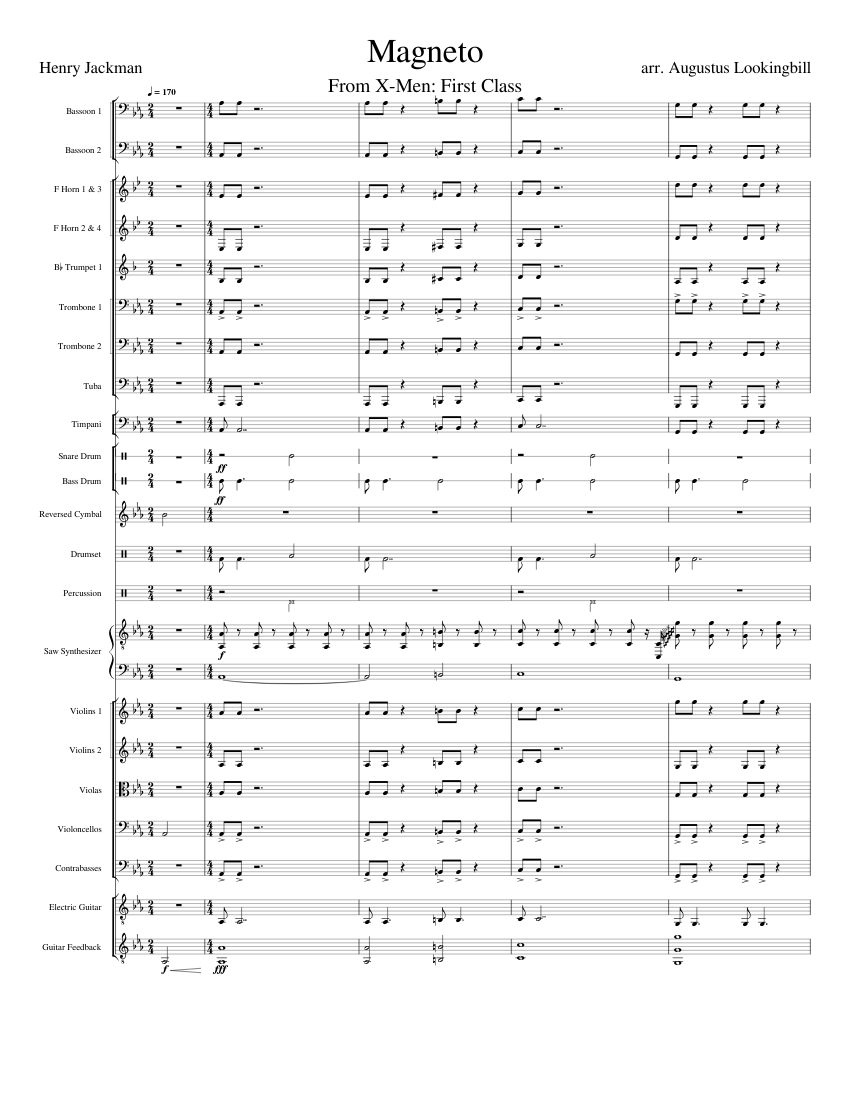 Magneto – Henry Jackman Sheet Music for Trombone, Tuba, Flute, Oboe ...