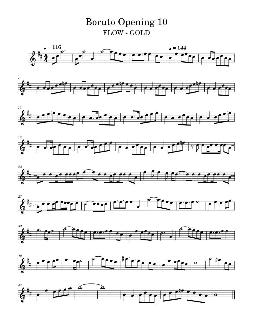 Boruto Opening 10 Sheet Music for Flute (Solo) | MuseScore.com