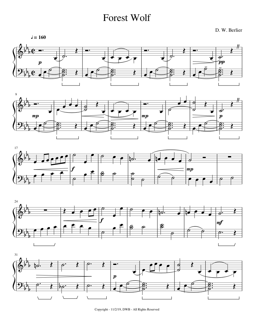 Forest Wolf Sheet Music for Piano (Solo) Easy | MuseScore.com
