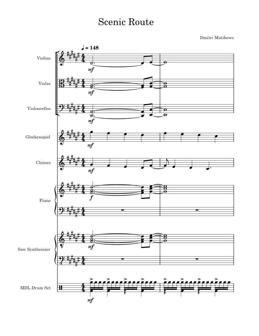 Scenic Route Sheet music for Piano, Glockenspiel, Drum group, Strings group & more instruments ...