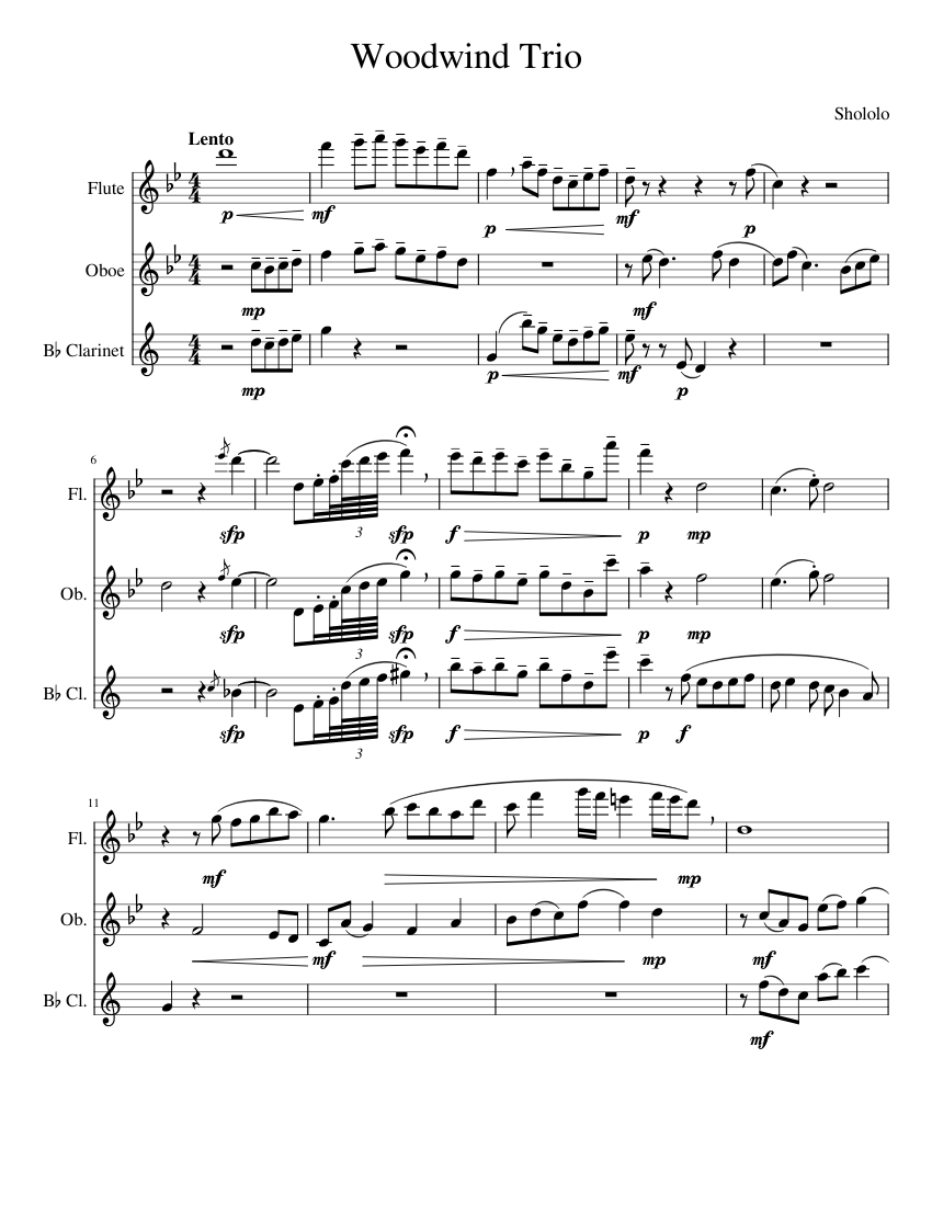 Woodwind Trio Sheet music for Flute, Oboe, Clarinet in b-flat (Mixed ...