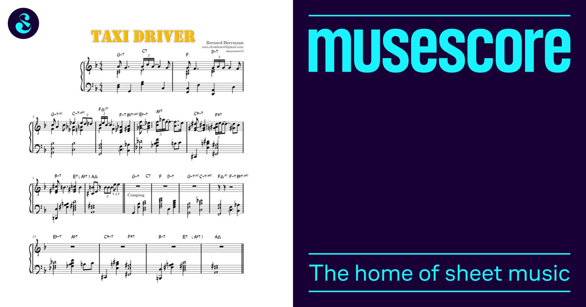Taxi driver theme – Bernard Hermann Taxi driver Sheet Music with Chords ...