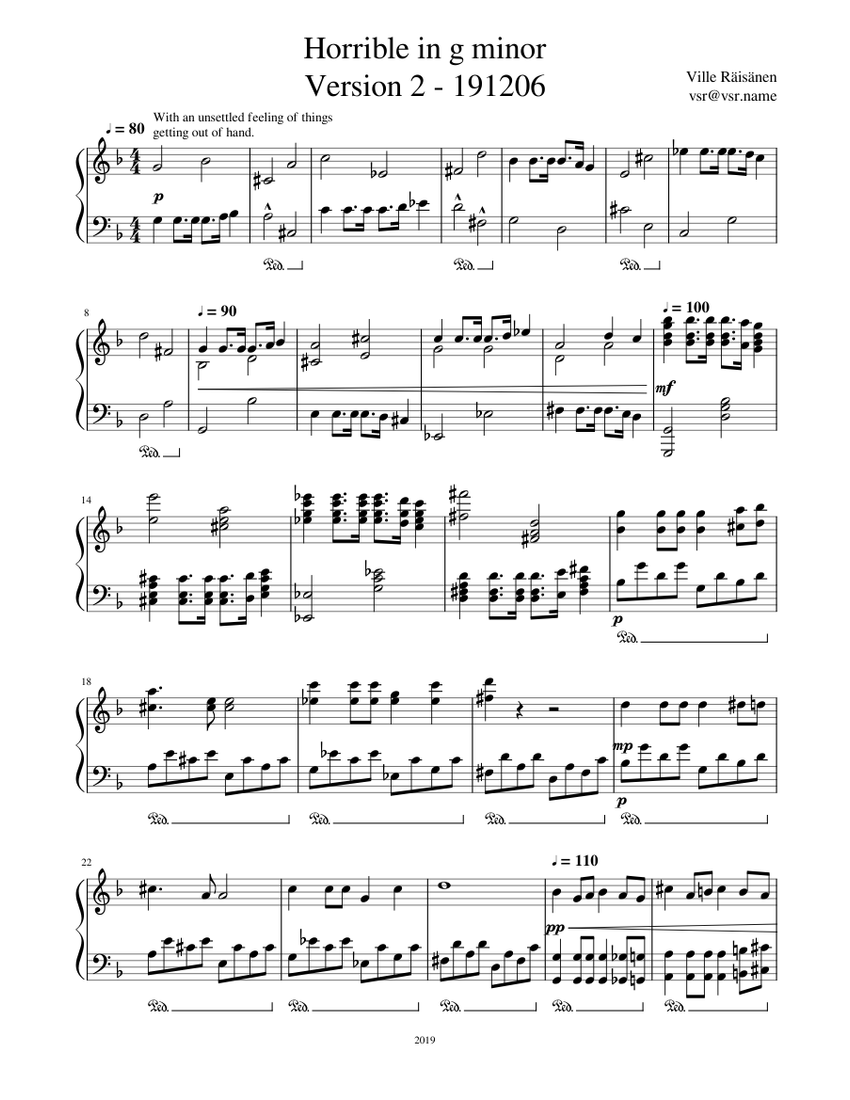 Horrible for Piano in g minor Sheet music for Piano (Solo) | Musescore.com