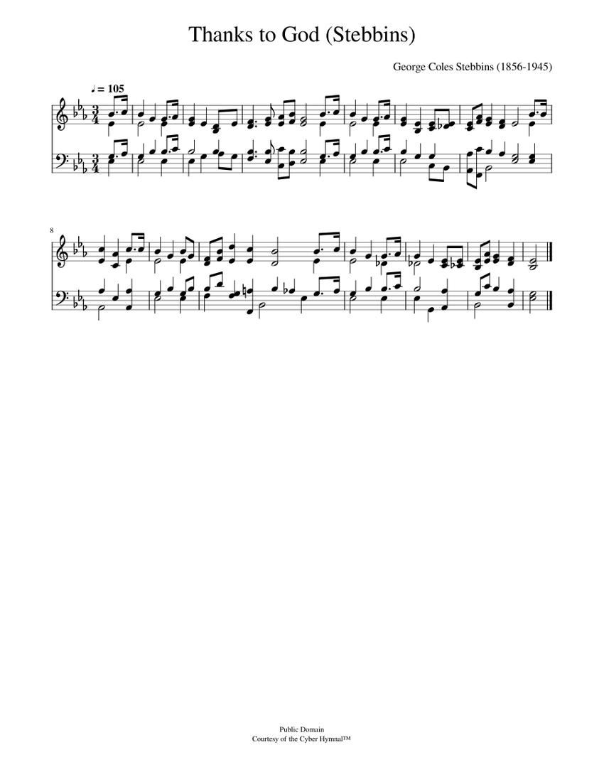 Thanks to god - George C. Stebbins Sheet Music for Piano (Piano Duo ...