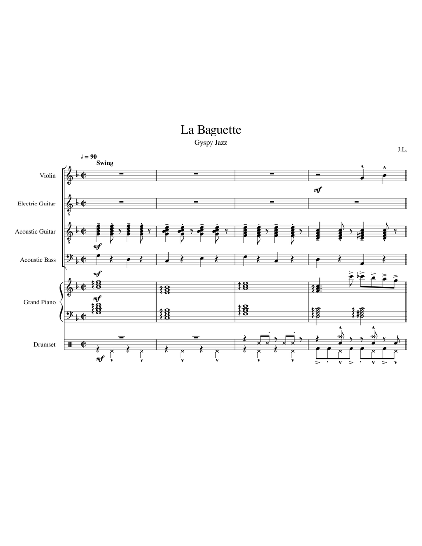 La Baguette Sheet music for Piano, Violin, Guitar, Bass guitar & more ...