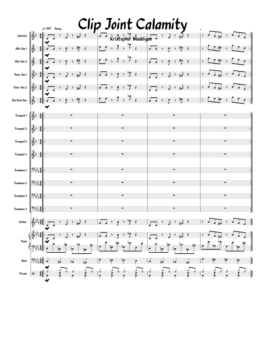 Clip Joint Calamity with lyrics Sheet Music with Chords for Piano ...