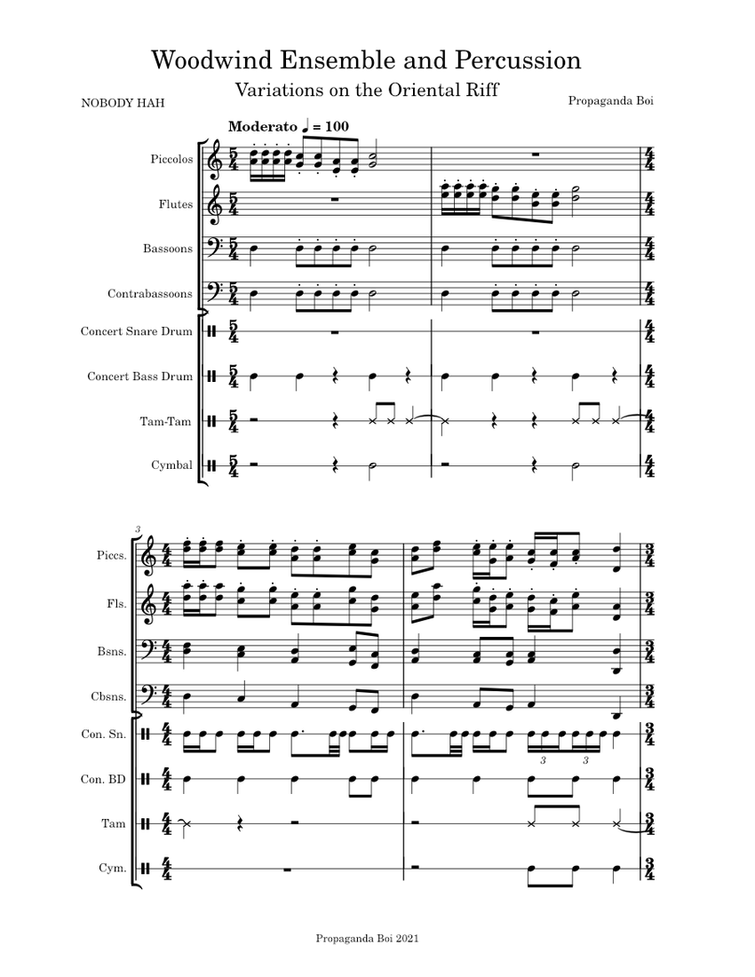 Variations on The Oriental Riff Sheet Music for Flute piccolo, Flute ...