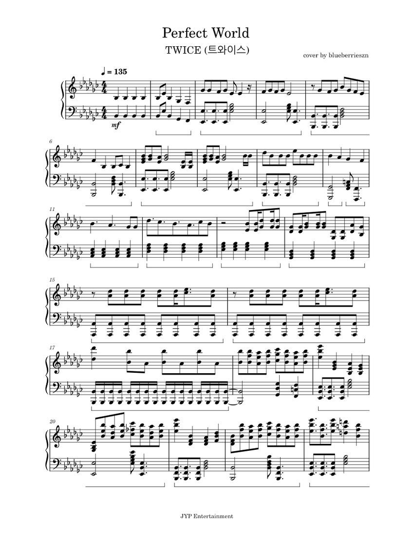 Perfect World - TWICE (트와이스) Sheet Music for Piano (Solo) | MuseScore.com
