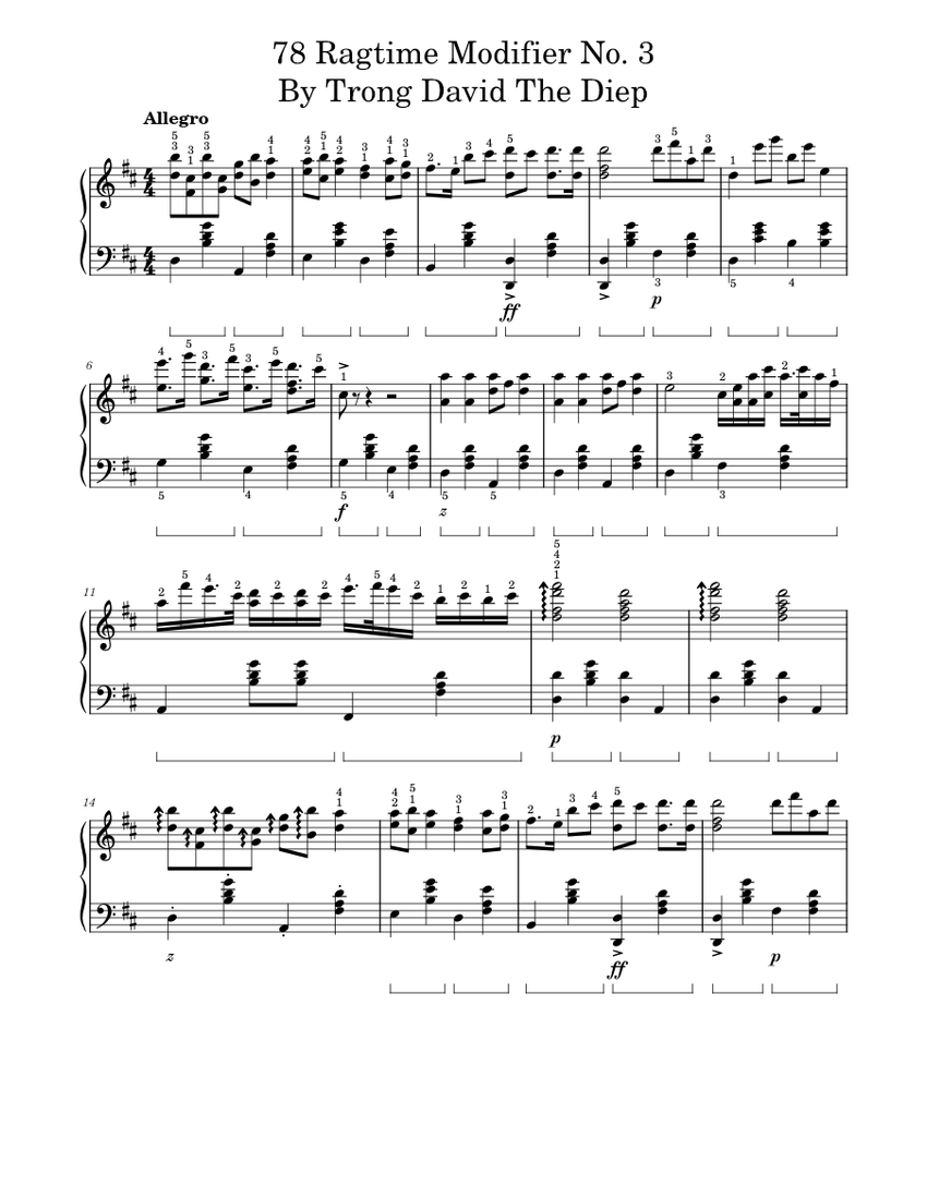 ( 78 ) Ragtime Modifier No. 3 by Trong David The Diep Sheet music for ...