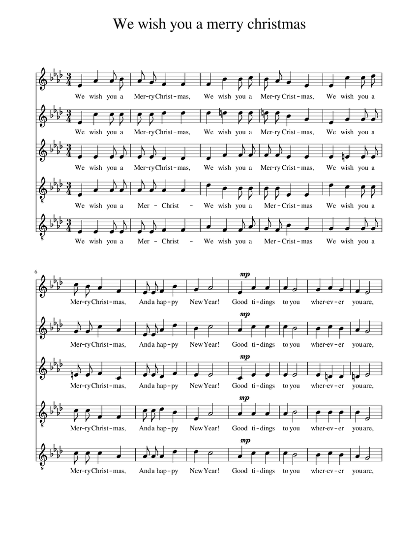 We wish you a merry christmas Sheet Music for Piano (Solo) easy ...