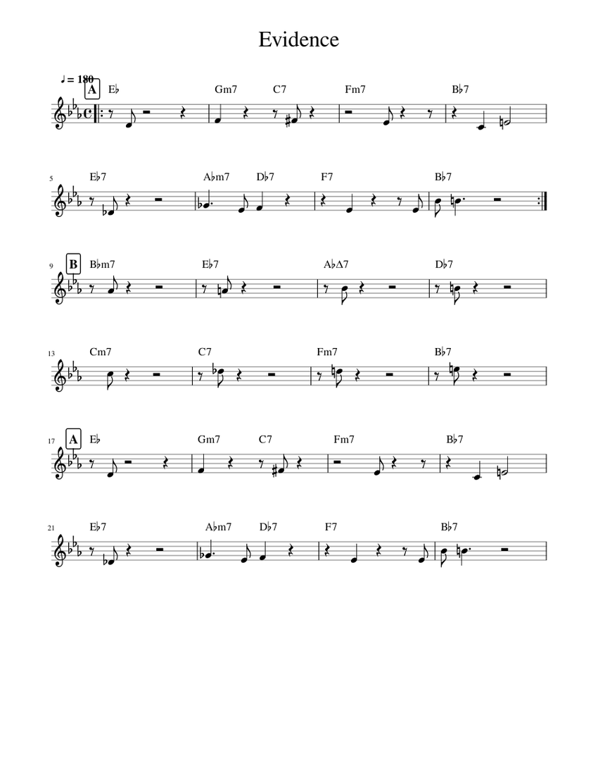 Evidence Sheet Music with Chords for Piano (Solo) Easy | MuseScore.com