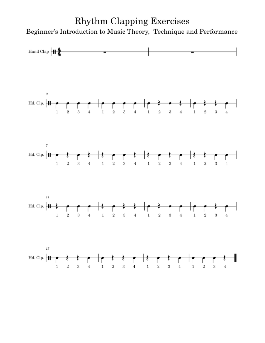 Rhythm Clapping Exercises Sheet music for Hand clap (Solo) | Musescore.com