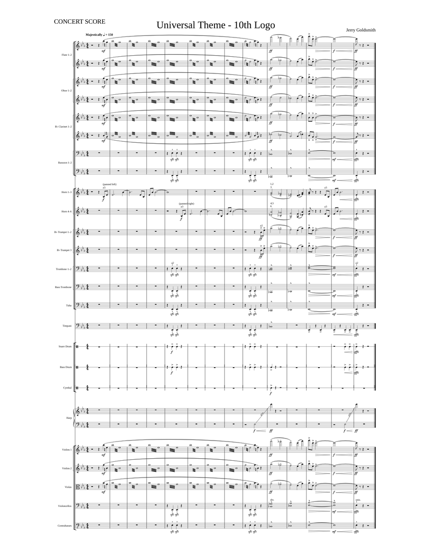 Universal Pictures Intro (10th Logo) – Jerry Goldsmith Sheet Music for ...