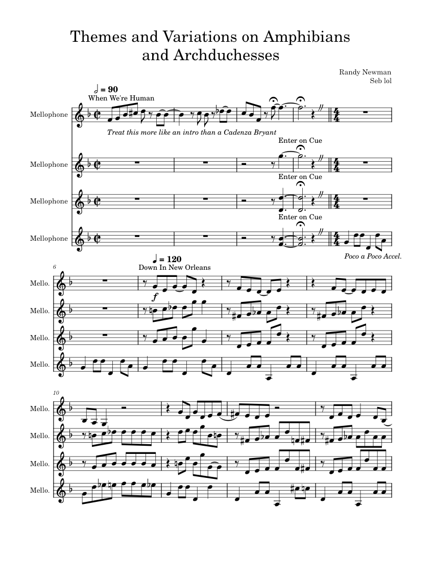 Princess and the Frog Medley for Mellophones Sheet music for Mellophone ...