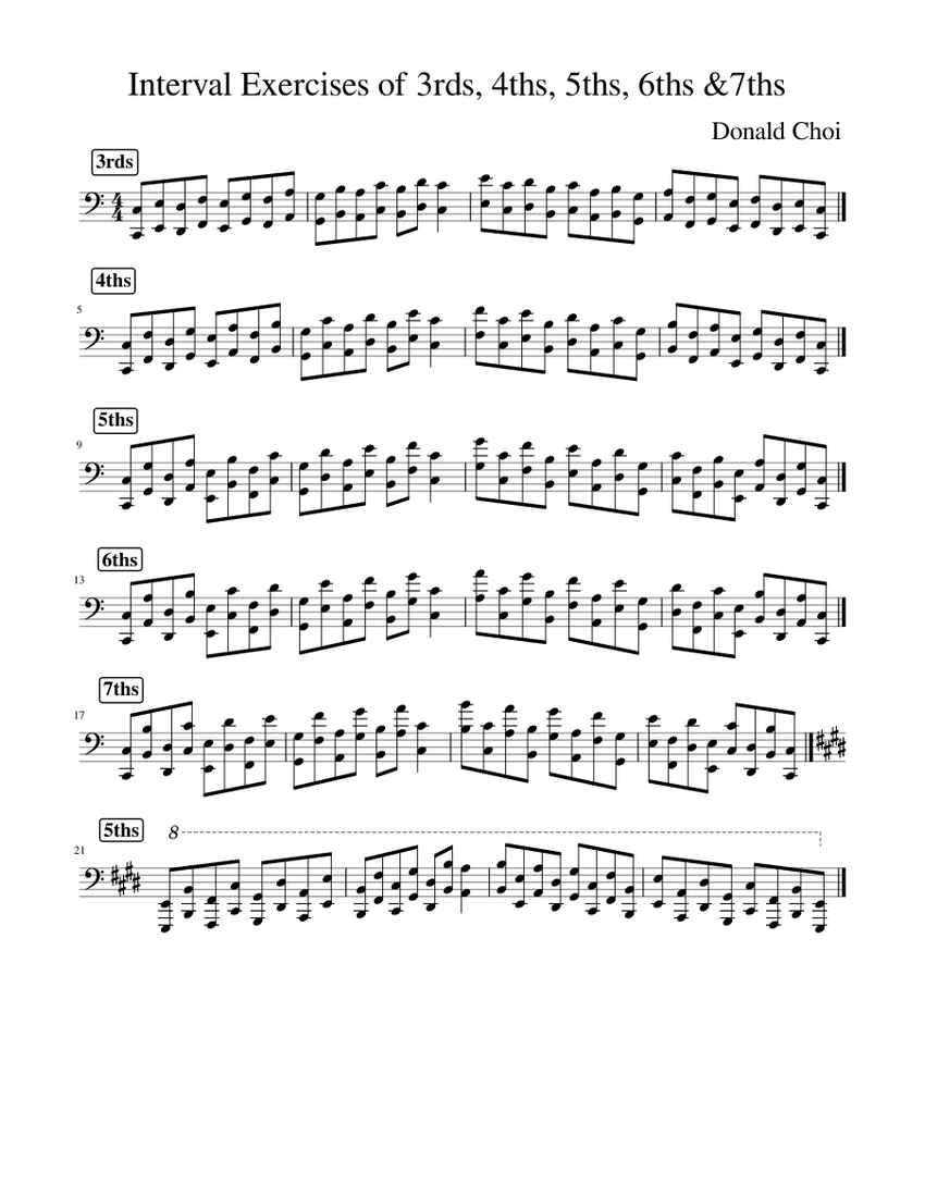 Interval Exercises of 3rds, 4ths, 5ths, 6ths, 7ths ( Euph & Tuba ...