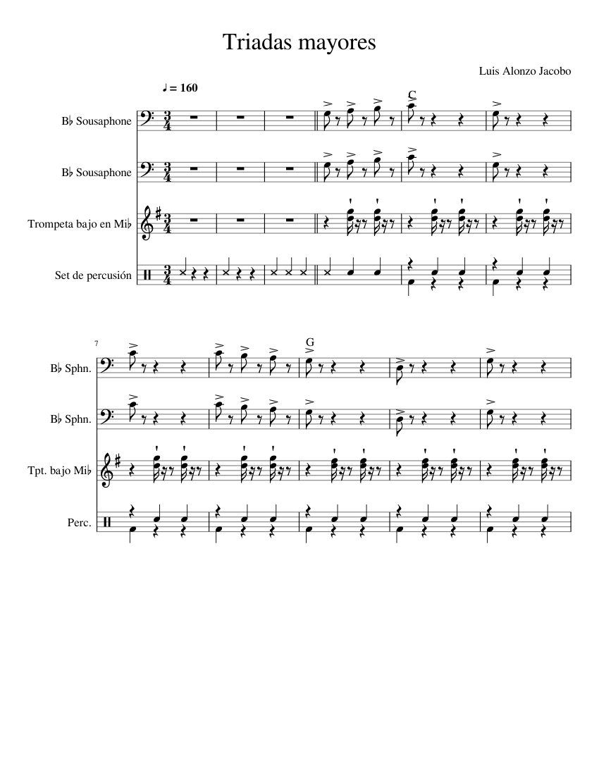 Triadas mayores tuba Sheet music for Trumpet bass, Drum group, Brass ...