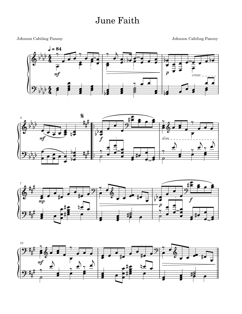 June Faith Sheet music for Piano (Solo) | Musescore.com