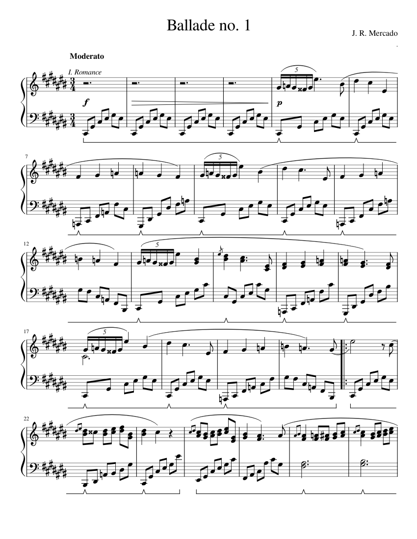 Ballade no. 1 in C# major Sheet music for Piano (Solo) | Musescore.com