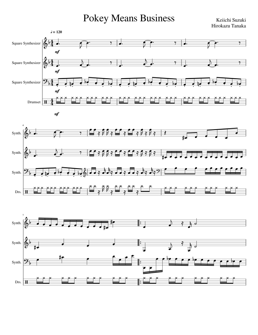 Earthbound - Pokey Means Business Sheet Music for Bass guitar, Drum ...