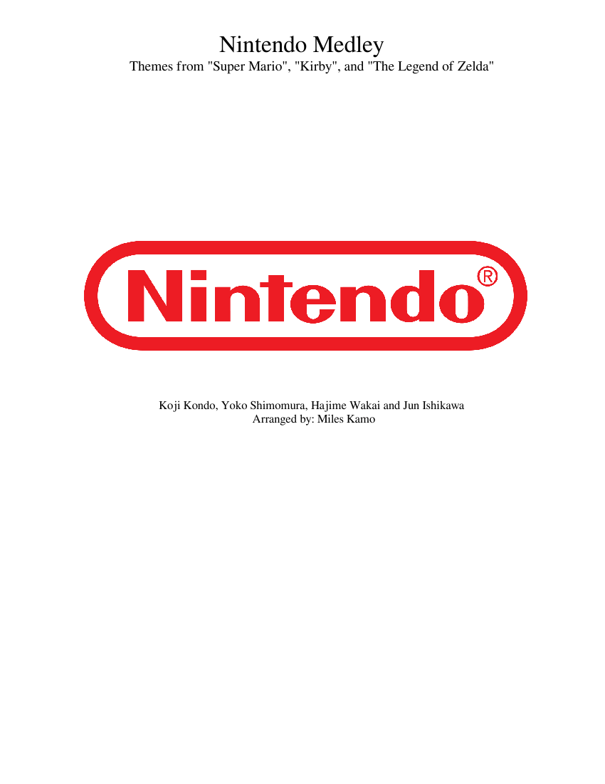Nintendo Medley Sheet Music for Piano, Trombone, Tuba, Tambourine ...