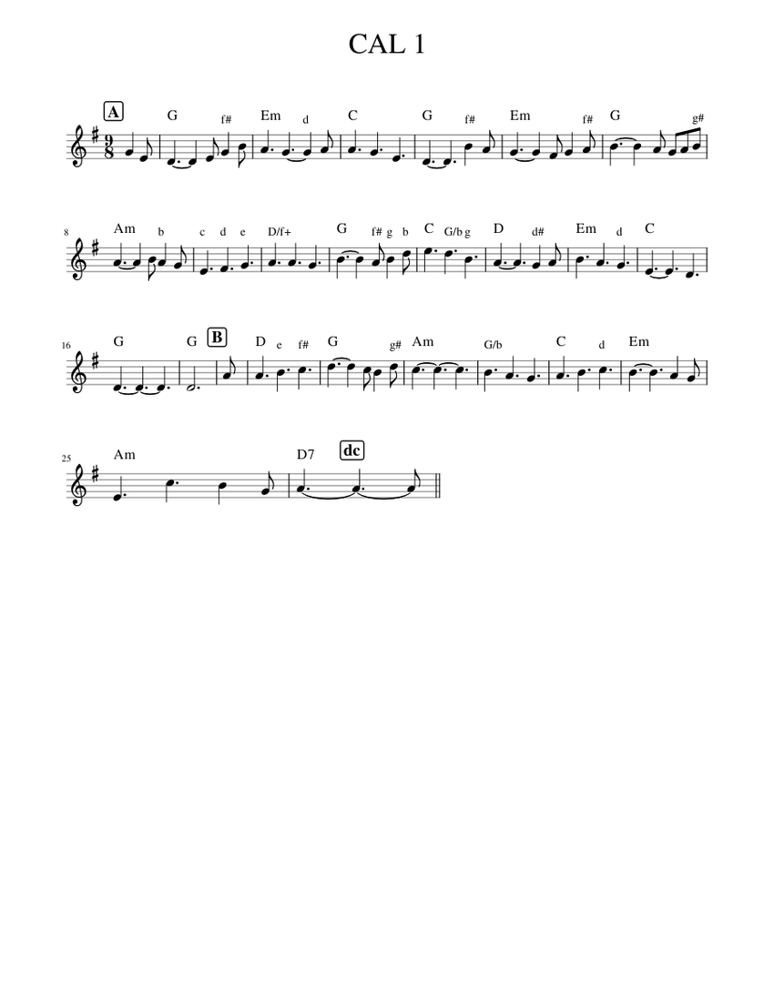CAL 1 Sheet music for Piano (Solo) Easy | Musescore.com